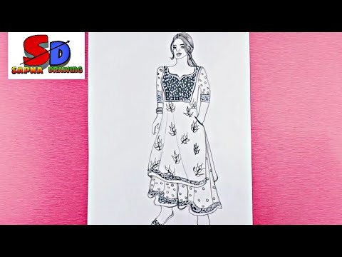 how to draw a girl wearing sharara dress - drawing | pencil sketch for ...