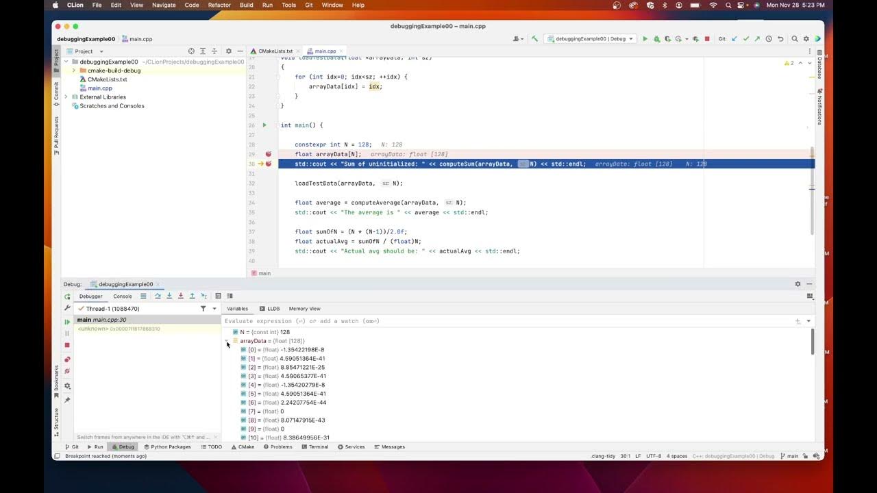 Using the Debugger with CLion (macos) - YouTube
