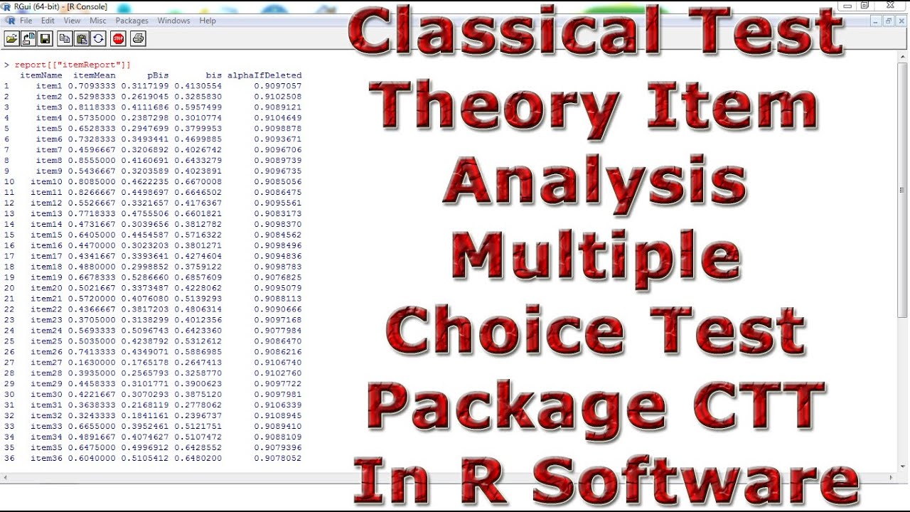 Classical Test Theory Item Analysis Multiple Choice Test Package CTT In ...