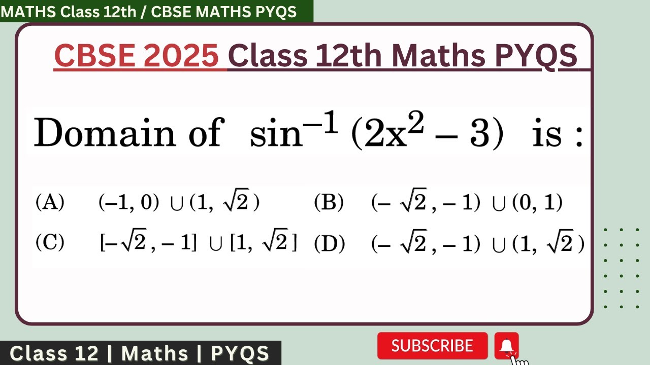 Domain of sin^(-1)(2x²-3) is | Domain of sin inverse 2x square minus 3 ...