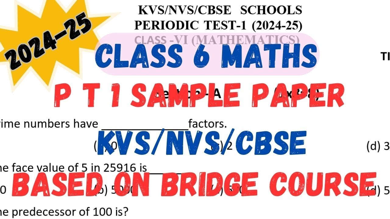 CLASS 6 MATHS PT 1 / 2024-25 SAMPLE PAPER / KV / CBSE/ KENDRYA ...