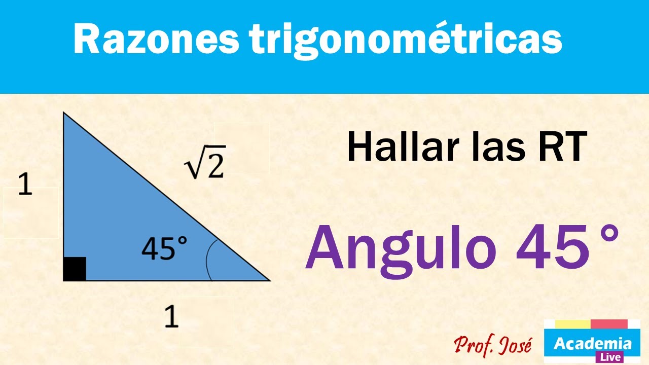 Demostración de Razones trigonométricas Angulo 45° - YouTube