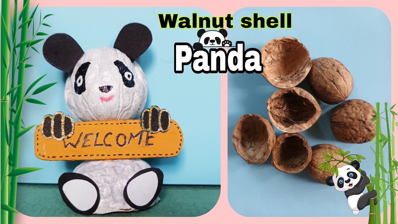 How to make Panda/Walnut Shell craft idea/Diy walnut Shell Panda/Best ...