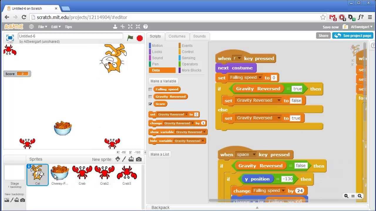 Reverse Gravity Game - Invent with Scratch 2.0 Screencast - YouTube