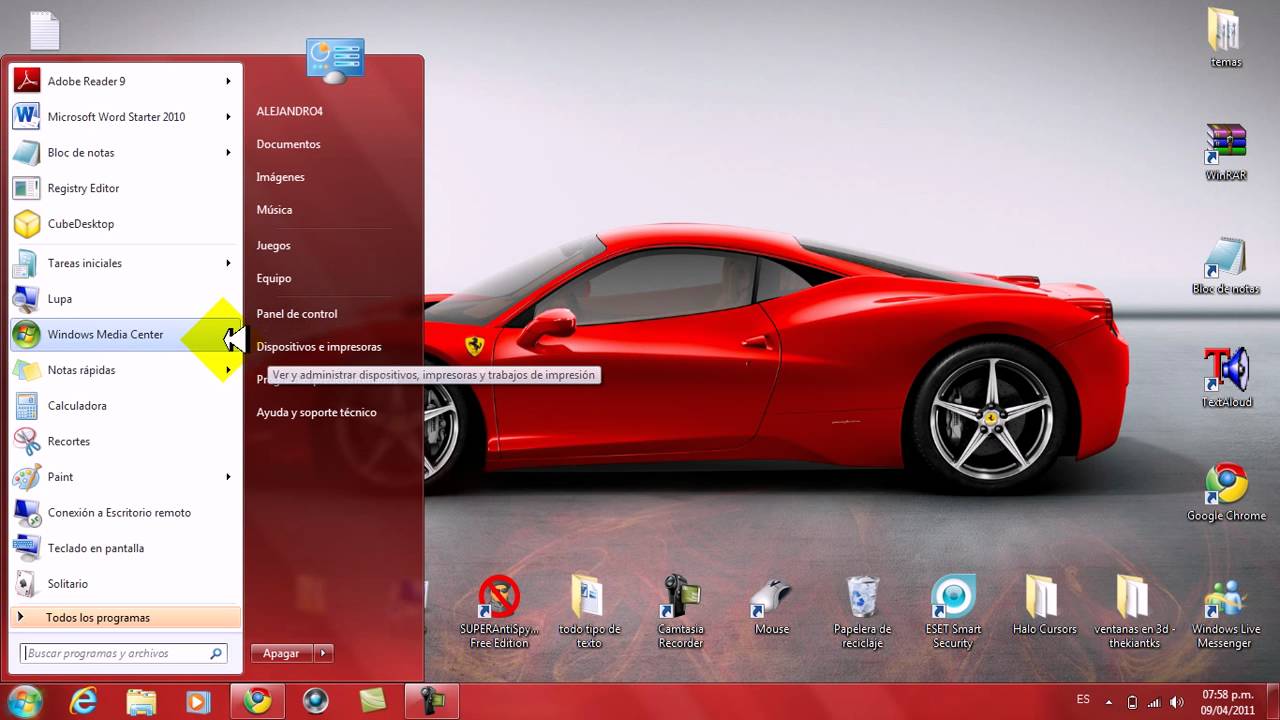tema ferrari para windows 7 (HD) - YouTube