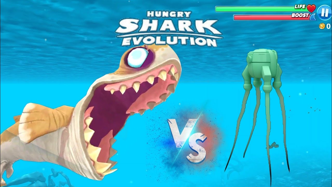 GIANT FIN, FINN & FINNY SHARK VS GREEN JELLYFISH - HUNGRY SHARK ...