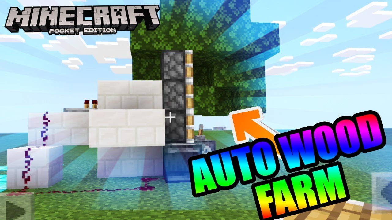 SIMPLE 1.16 AUTOMATIC WOOD FARM TUTORIAL in Minecraft PE (MCPE/Xbox ...