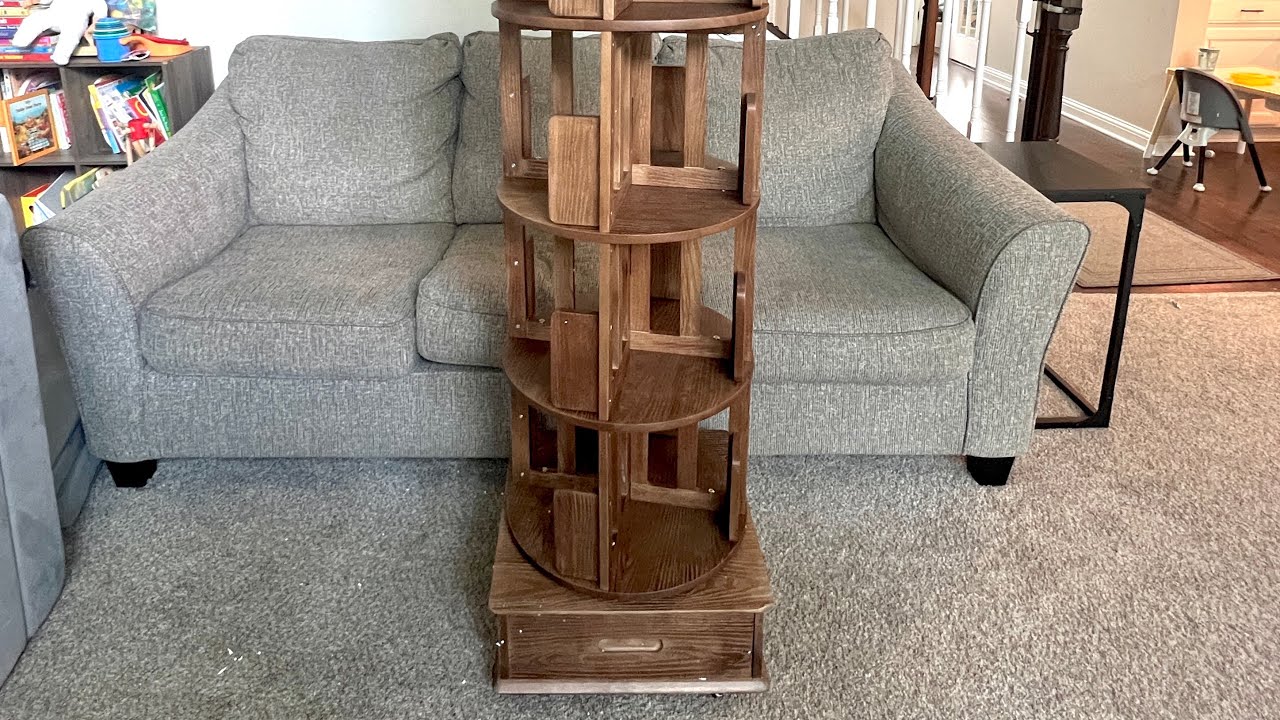 Assembly Video For Solid Wood Rotating 360° Bookshelf - YouTube
