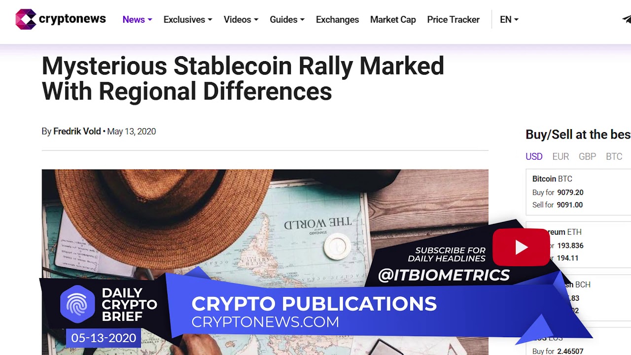 Daily Crypto Brief for Wednesday, May 13, 2020. I by ITB Media - YouTube