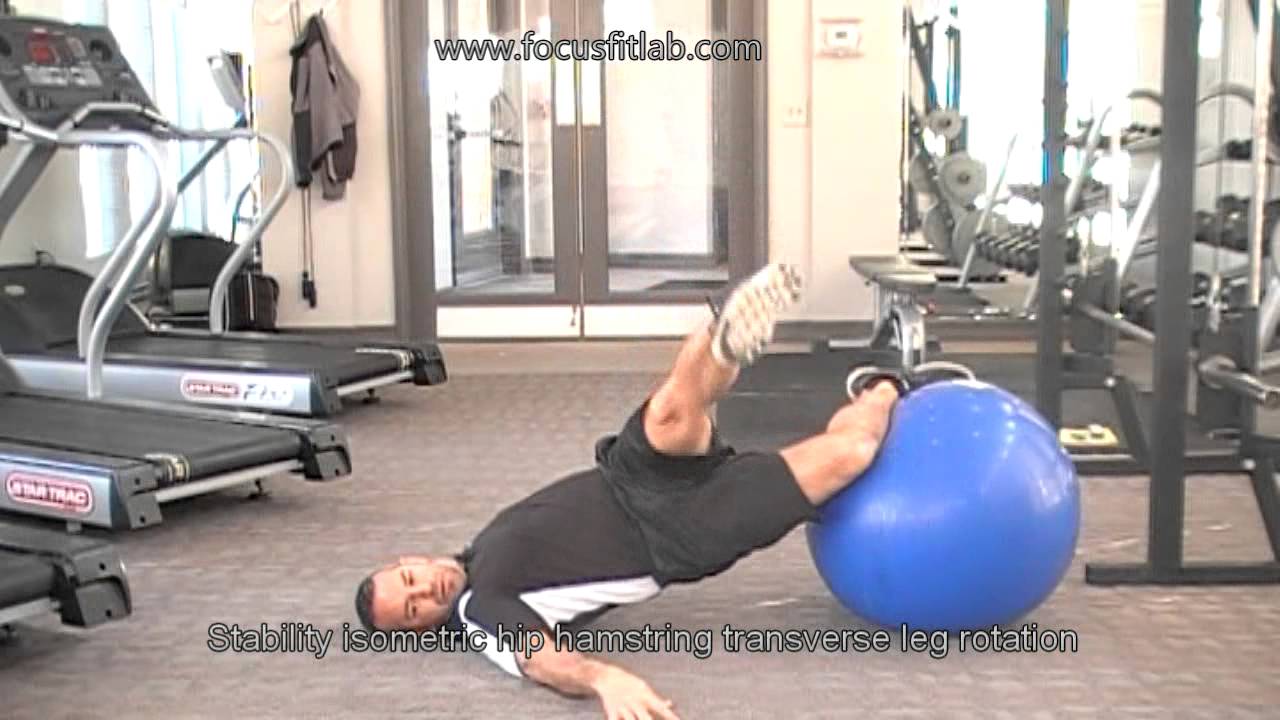 Stability isometric hip hamstring transverse leg rotation - YouTube