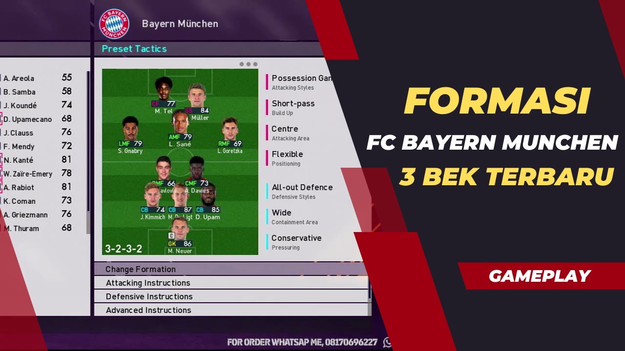 FORMASI 3 BEK FC BAYERN MUNCHEN TERBAIK PATCH TERBARU EFOOTBALL GEMBOX ...