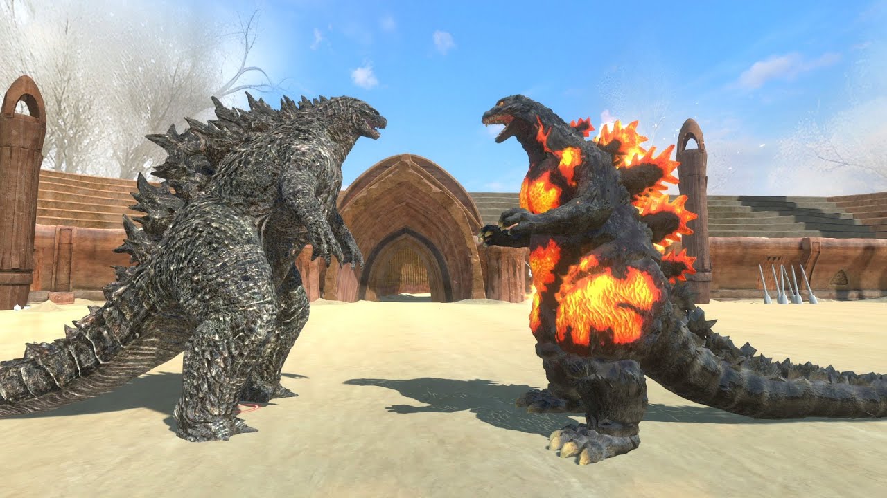 Godzilla vs Buring Godzilla - ARBS Godzilla Mods - YouTube