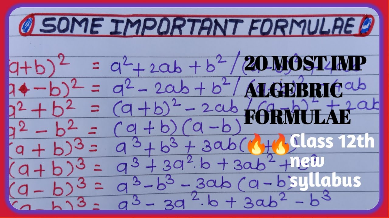 20🔥Most imp Algebraic Formulae | Algebra formula | बीजगणित सूत्र | # ...
