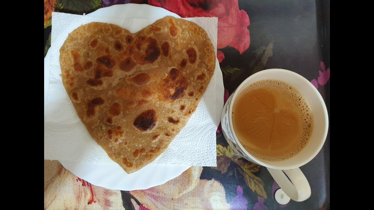 Heart shape paratha (roti) with tea by Mum - YouTube