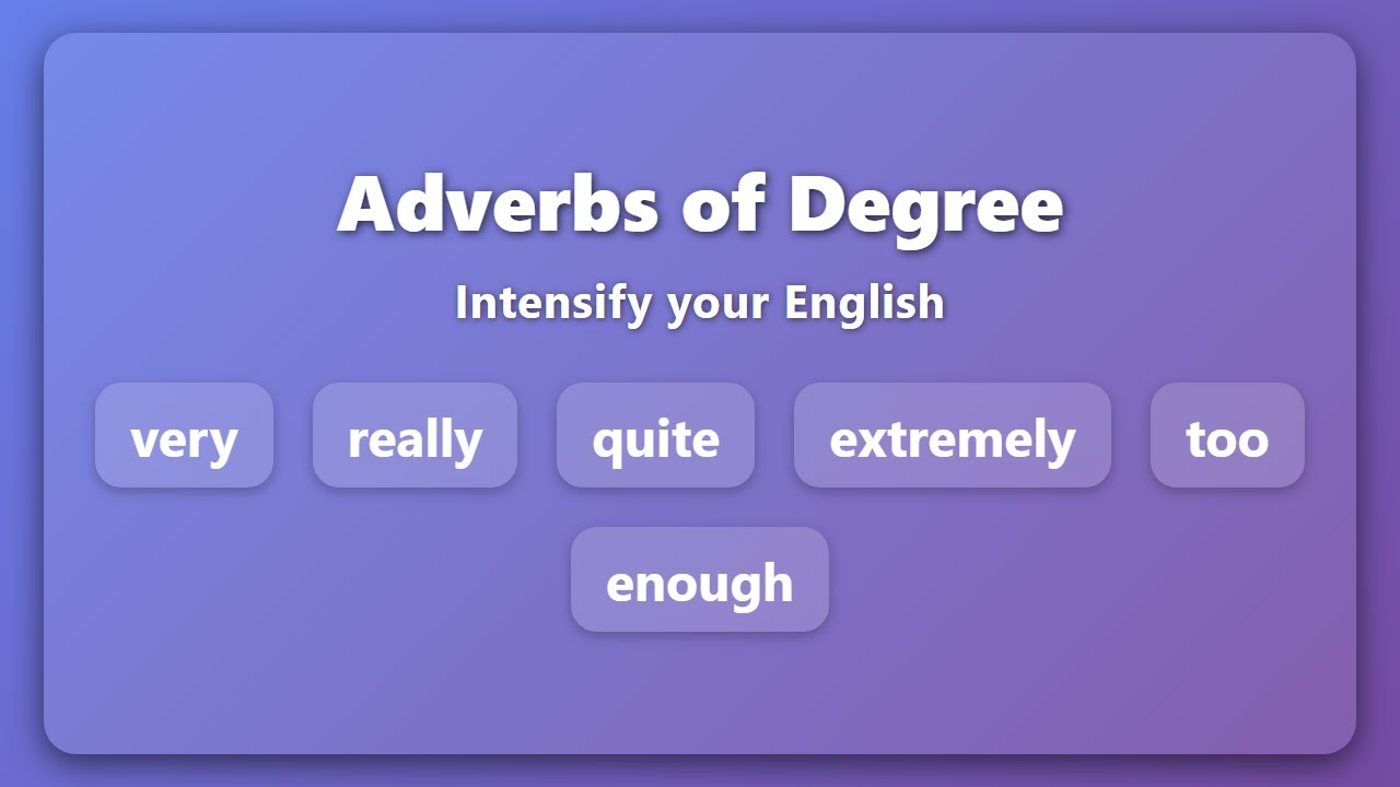 Adverbs of Degree: Very Really Quite for Beginners - YouTube