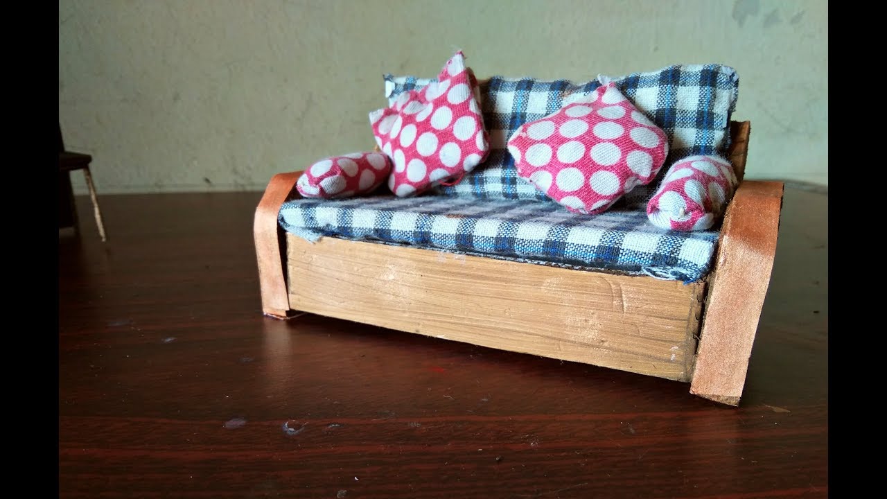 Diy Miniature sofa ( how to make miniature wooden sofa ) realistic ...