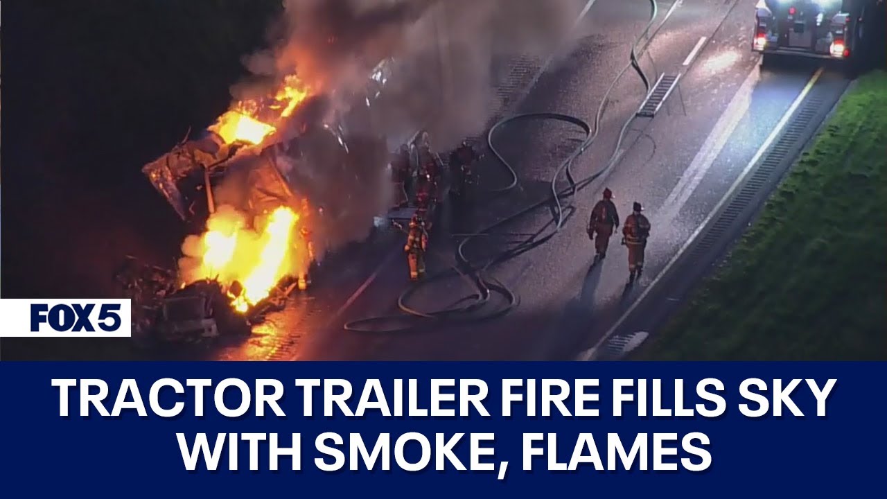 Tractor trailer fire on I-270 in Urbana fills sky with smoke, flames ...