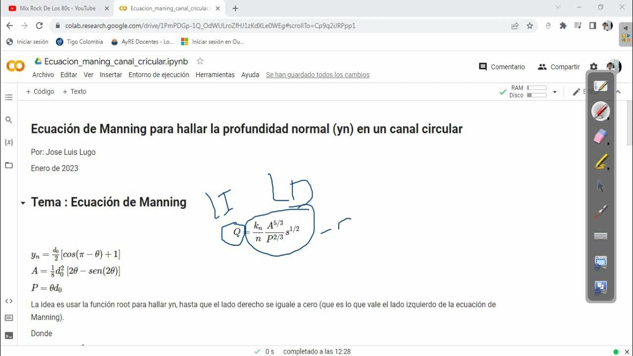 Cálculo en Python de la profundidad normal (yn) de un canal circular ...