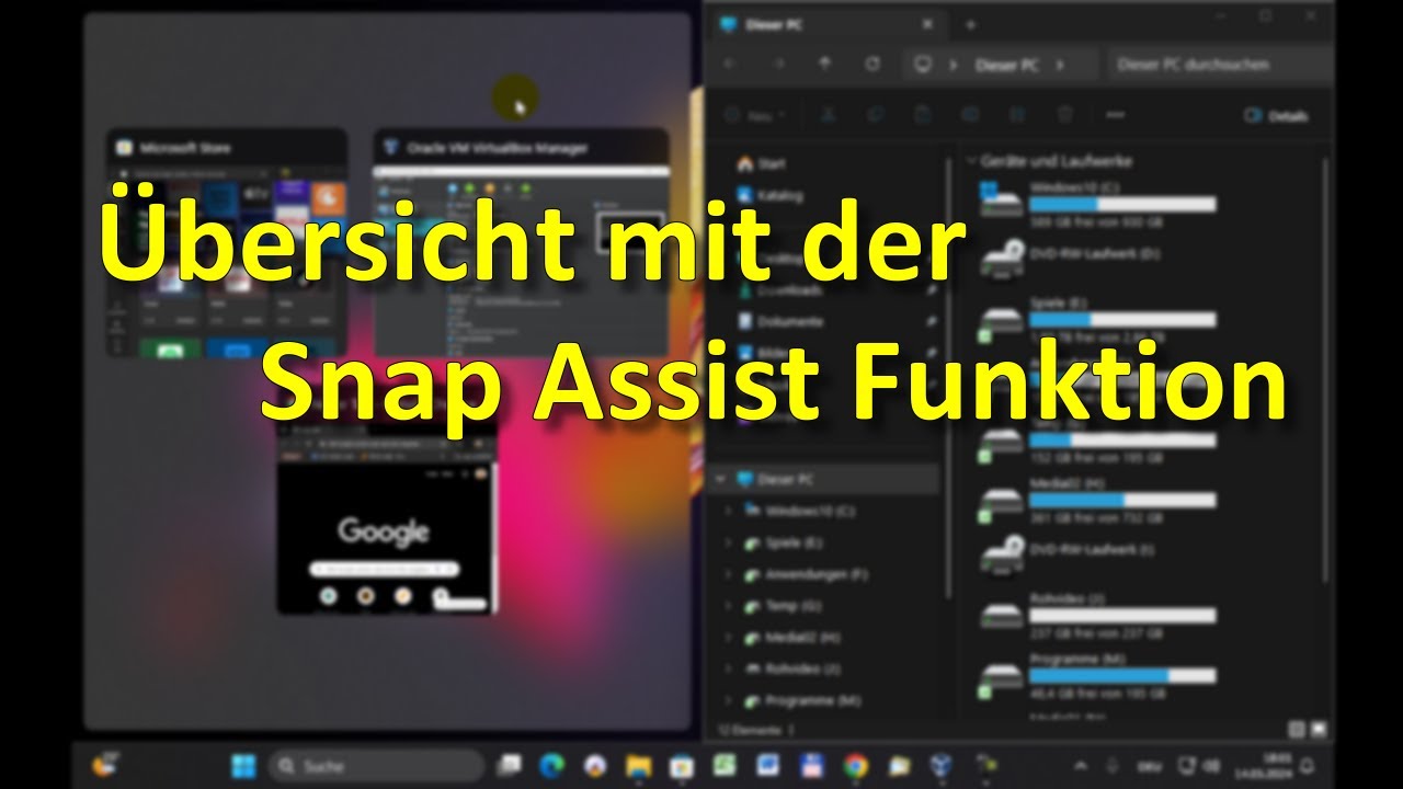 Windows 11: Übersicht schaffen mit der Snap Assist Funktion - YouTube