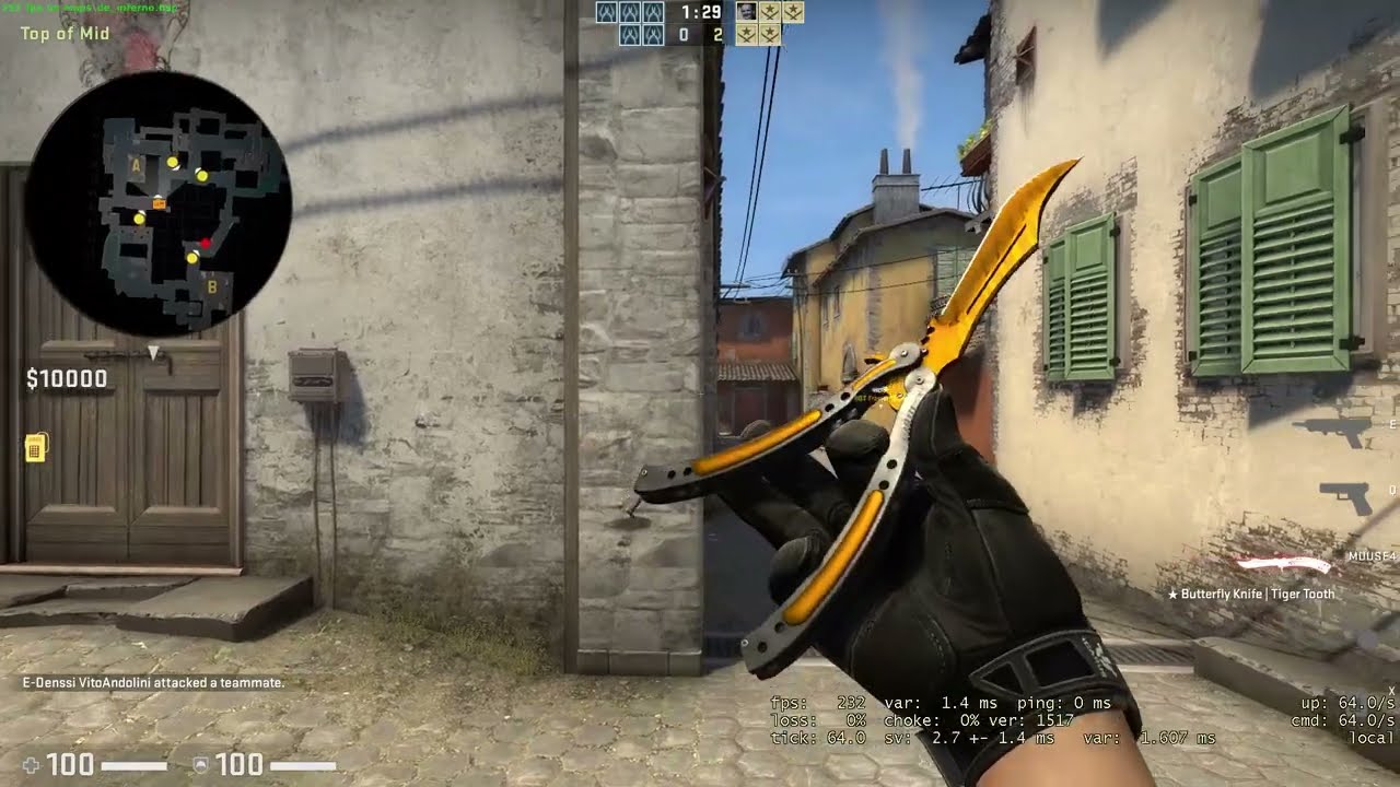 Butterfly knife Tiger Tooth gameplay - YouTube