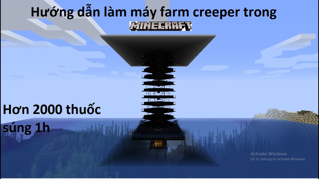 Minecraft: Hướng dẫn làm máy farm creeper/creeper farm - YouTube