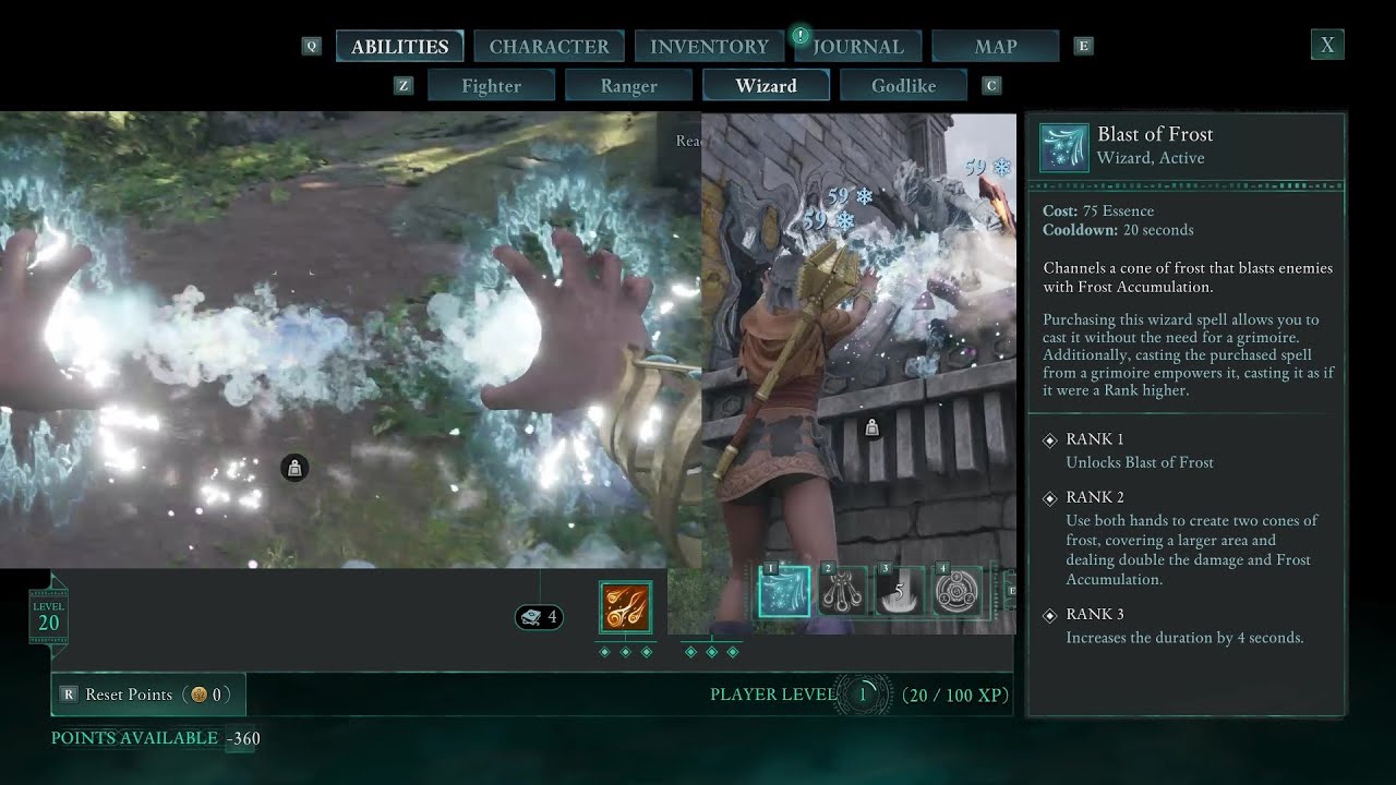 Avowed Blast of Frost Spell Demonstration Fully Upgraded Ice Blast from ...