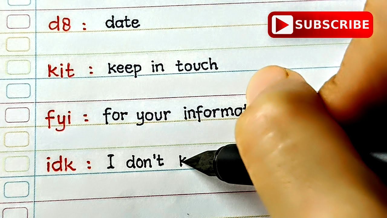 Beautiful, Neat, Clean Handwriting~Texting Abbreviations~SMS Tulisan ...