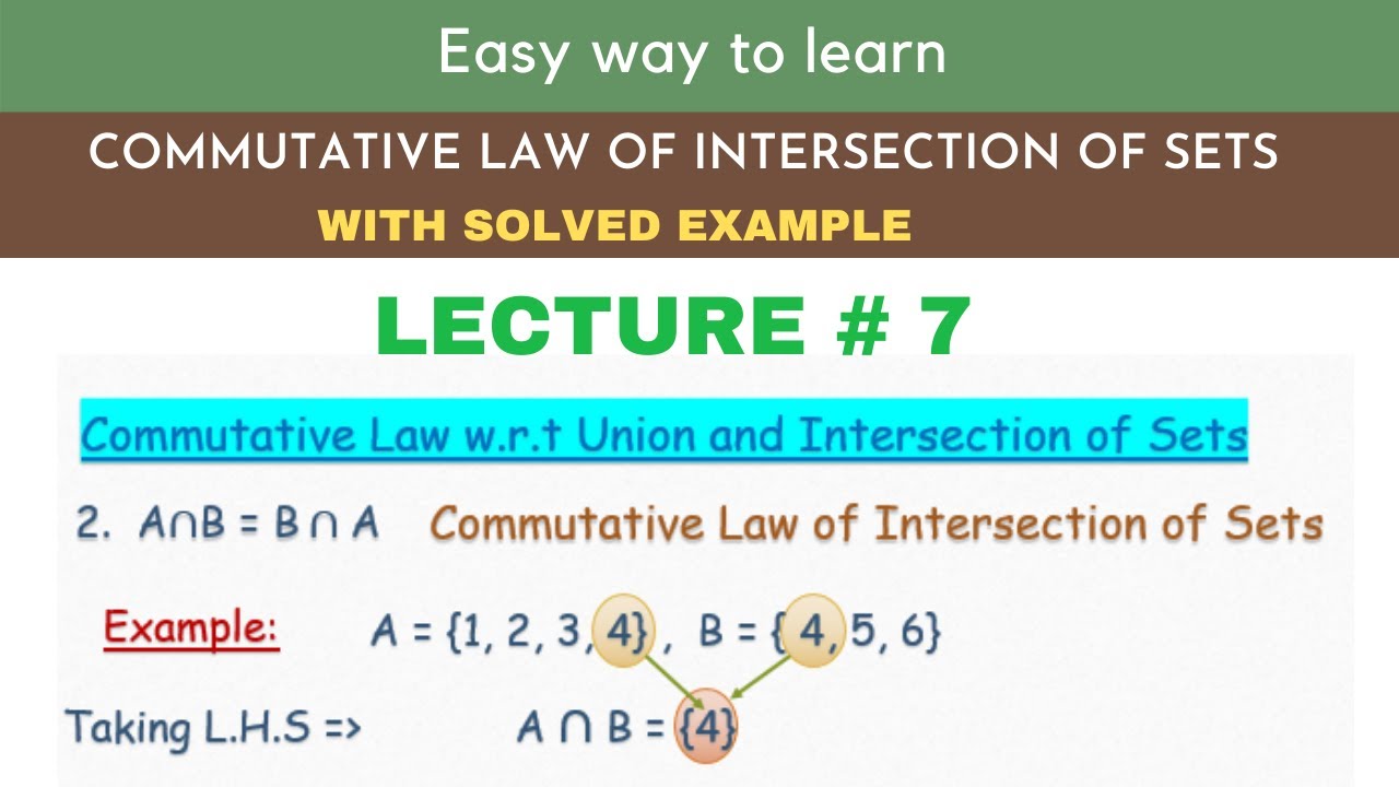 commutative law w.r.t intersection of sets| 8th math's exercise1.1 Unit ...