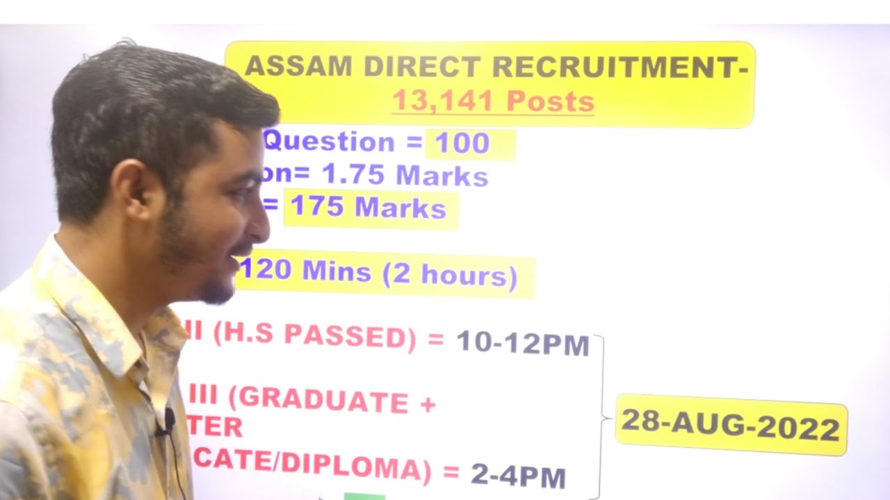 ASSAM DIRECT RECRUITMENT-28 August,2022 (Sunday) | Marks Distribution ...