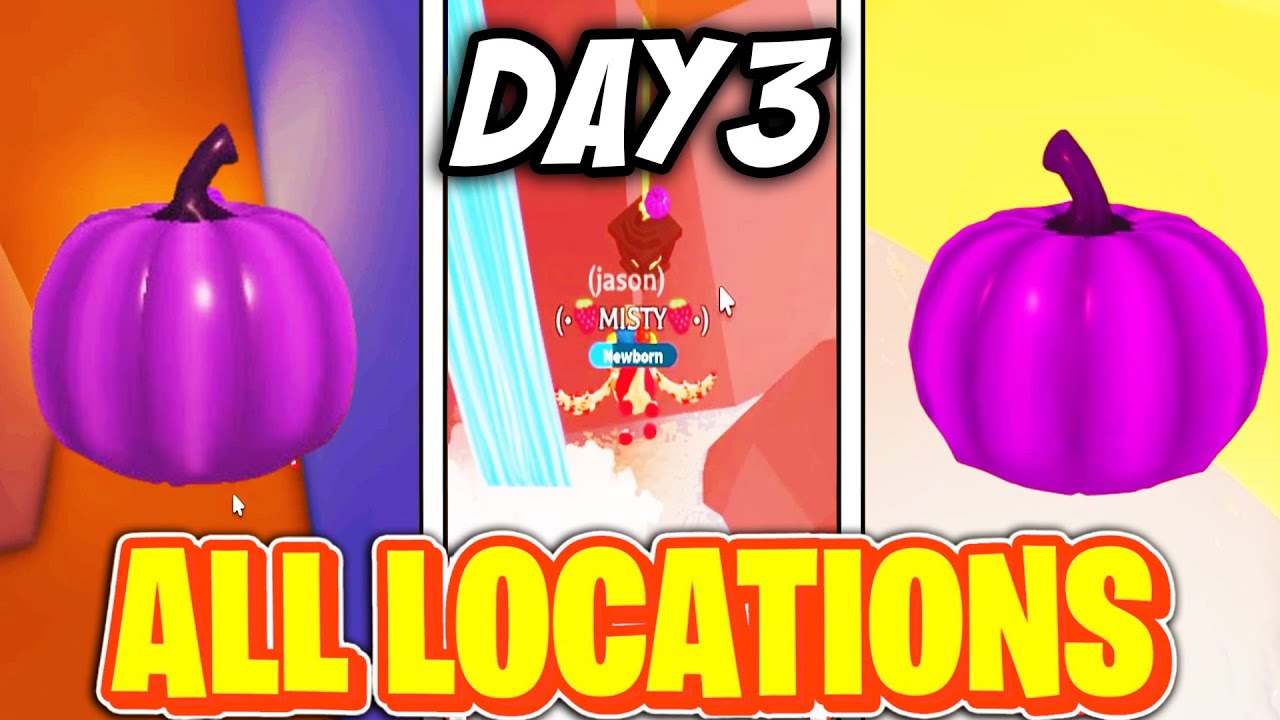 *DAY 3* How To FIND ALL 25 PURPLE PUMPKIN LOCATIONS in ADOPT ME ...