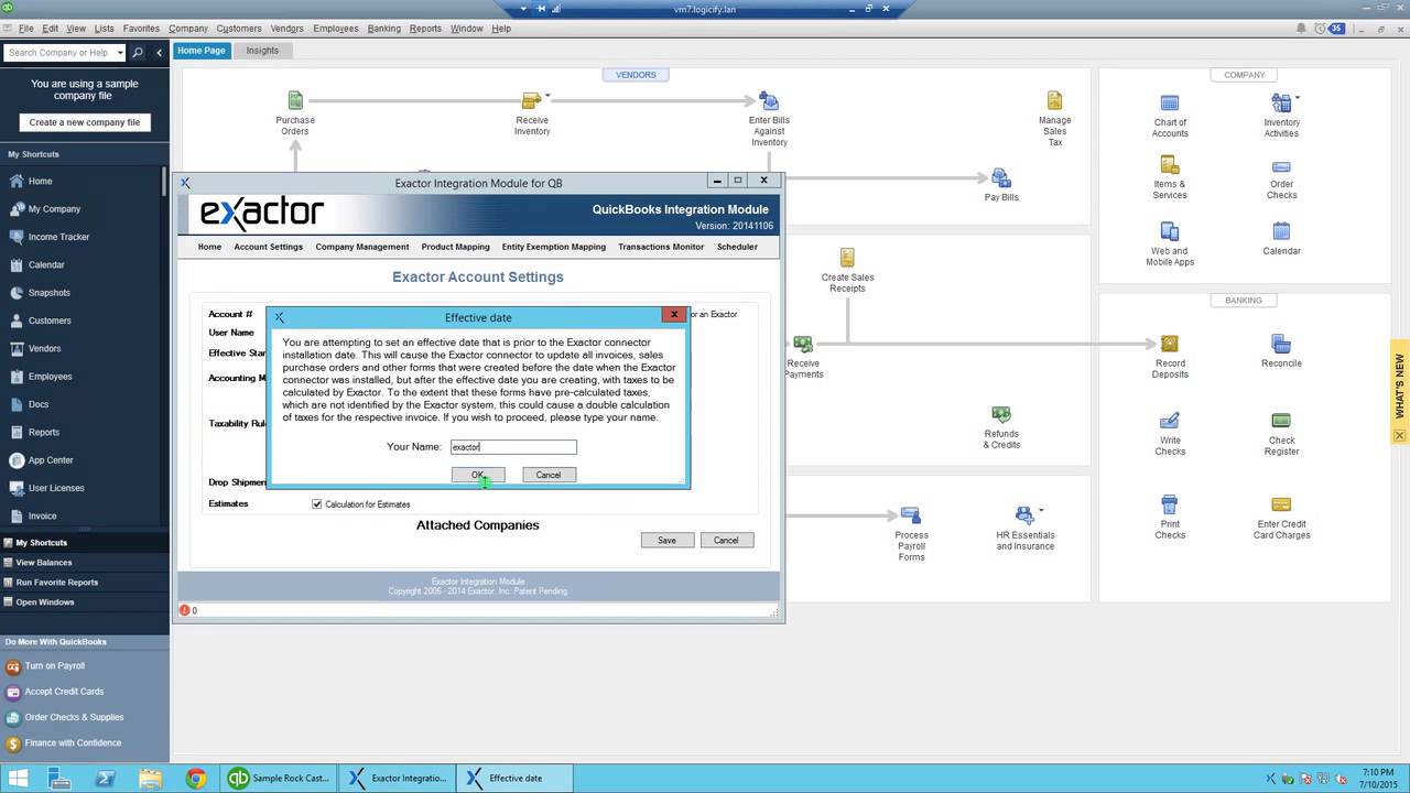 Exactor QuickBooks Sales Tax Plug-in Configuration - YouTube