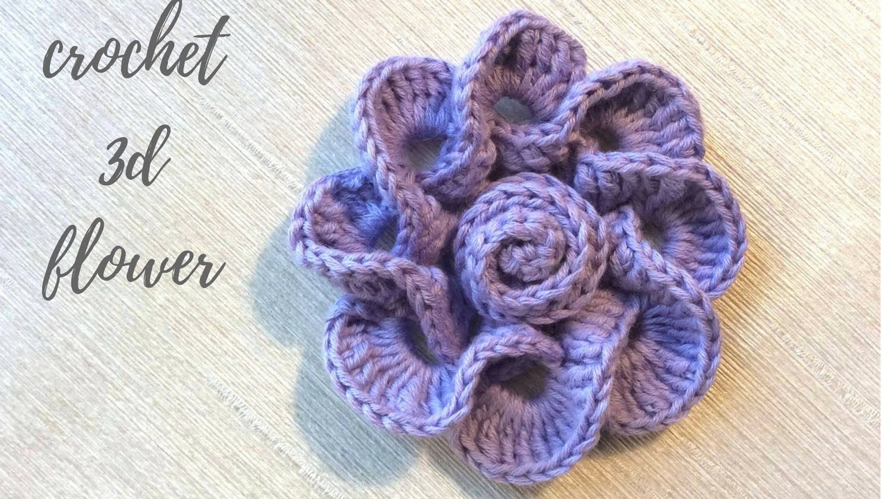 How To Crochet A 3D Flower #1 - YouTube