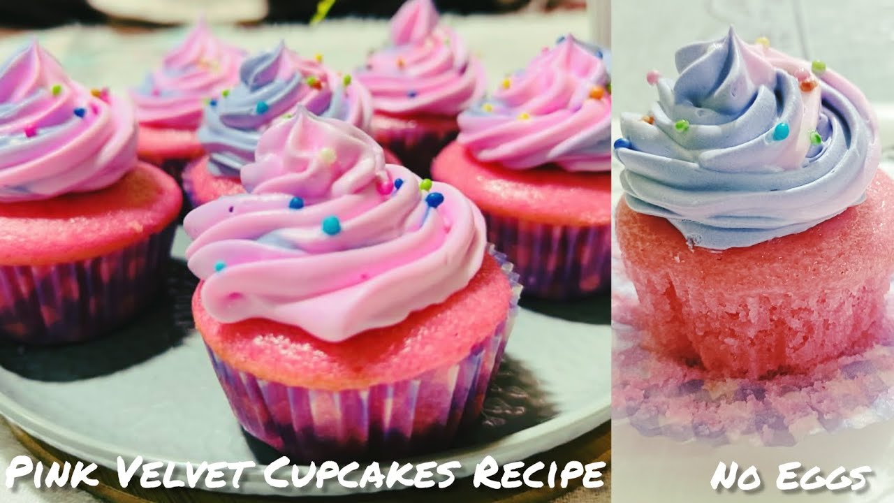 Super Soft Pink Velvet Cupcakes Recipe With Double Cream Frosting | No ...
