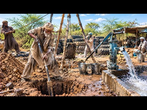 An Old Man Digging 100-FT-DEEP WATER BORE WITHOUT MACHINERY | Complete Hand Pump Installation