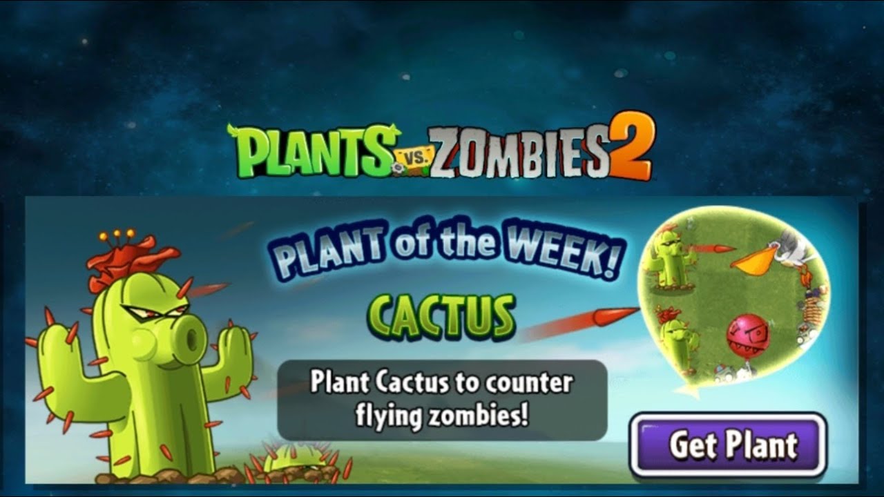 Plants Vs Zombies 2 | Cactus Pemium Plant Quest Leves - YouTube