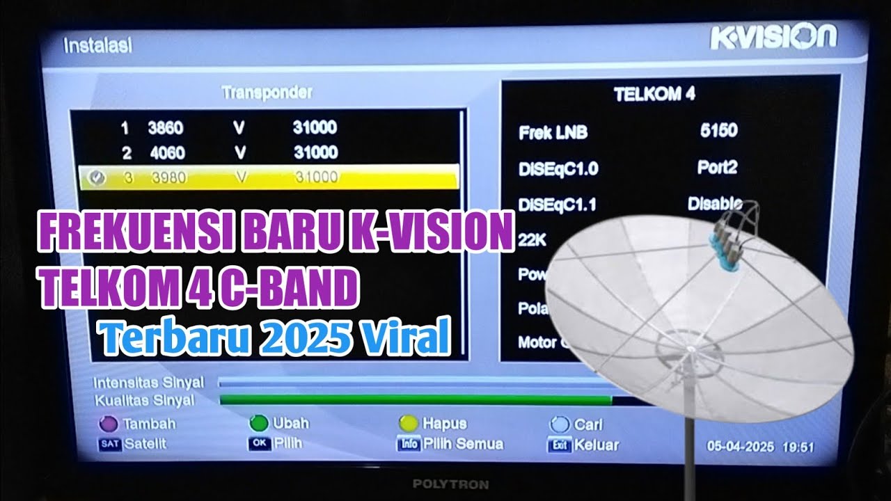 Update frekuensi terbaru k-vision 2025 di satelit telkom 4 parabola ...