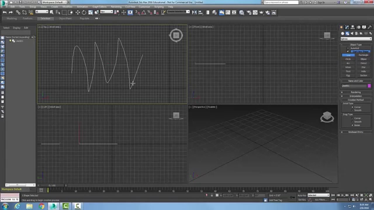 3ds Max 05-02 Creating a Line Spline - YouTube