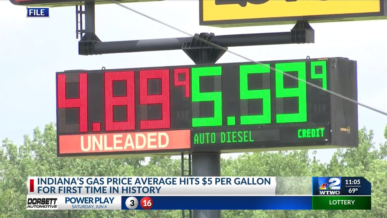 Indiana’s gas price average hits $5 a gallon for first time in history ...