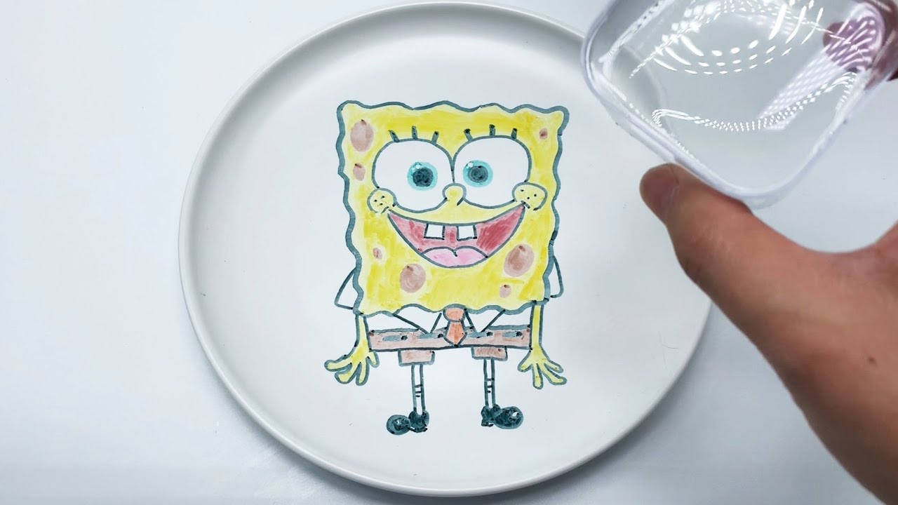 Clear Slime Coloring With SpongeBob SquarePants ! Satisfying Slime ASMR ...