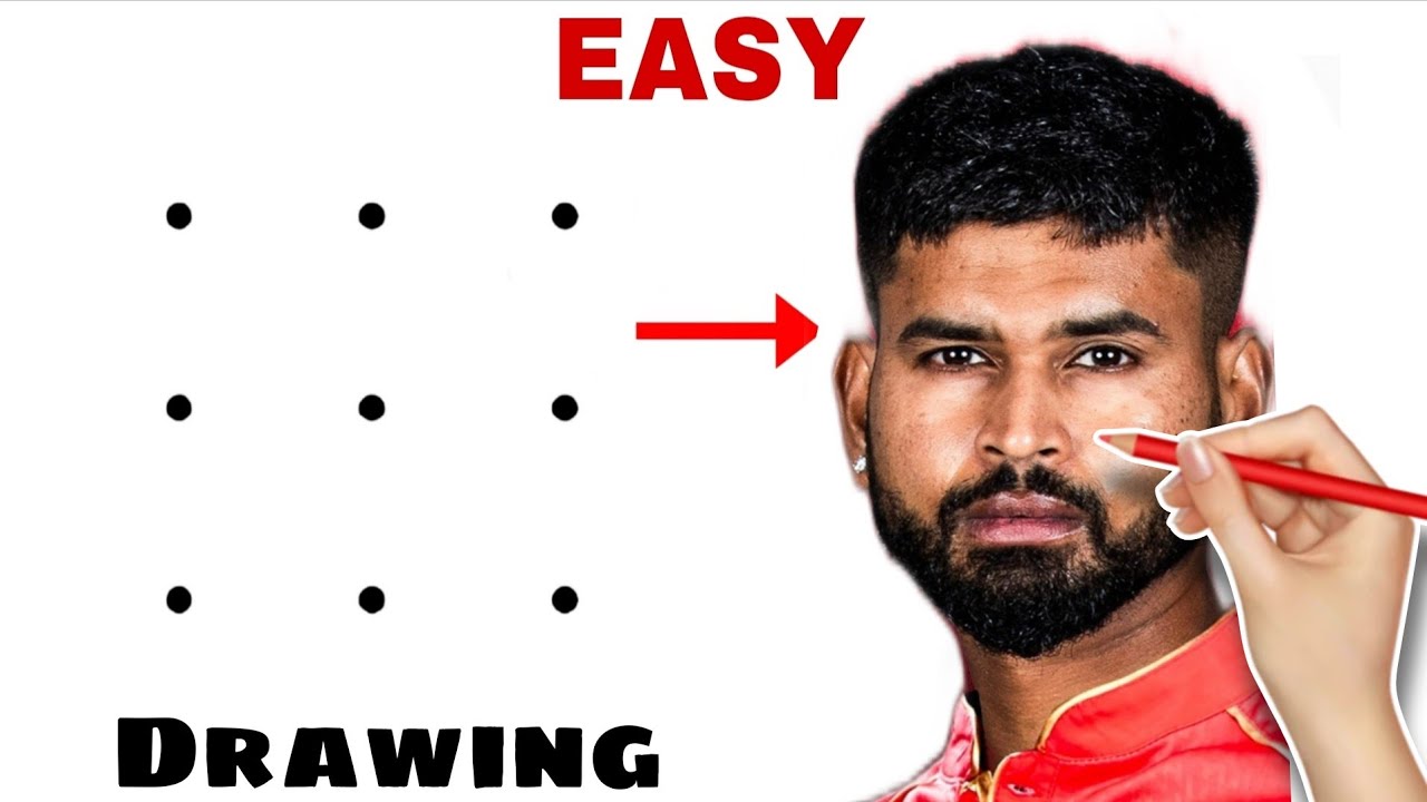 How to draw Shreyas Iyer Drawing || Punjab kings Shreyas Iyer IPL ...