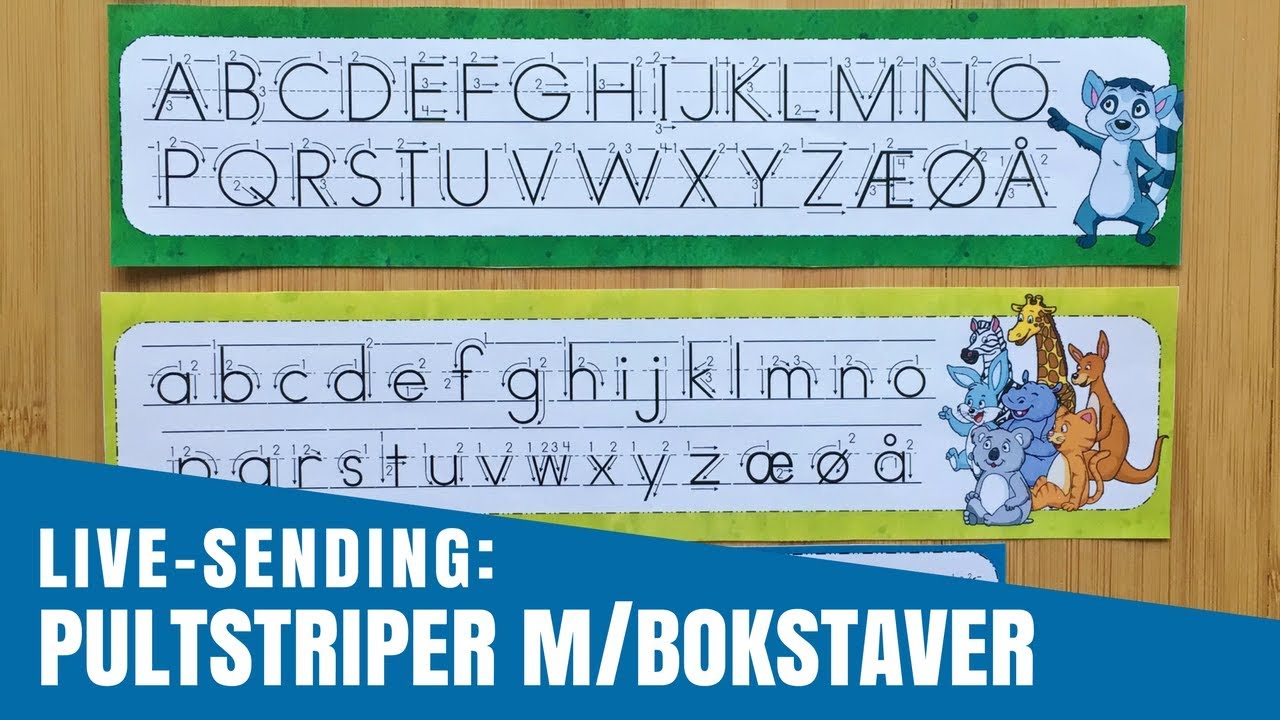 Alfabetet og bokstaver - Pultstriper, plakater og øvekort - YouTube