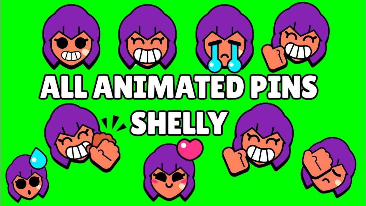 Shelly Pins (Animated) | Brawl Stars | Green Screen - YouTube