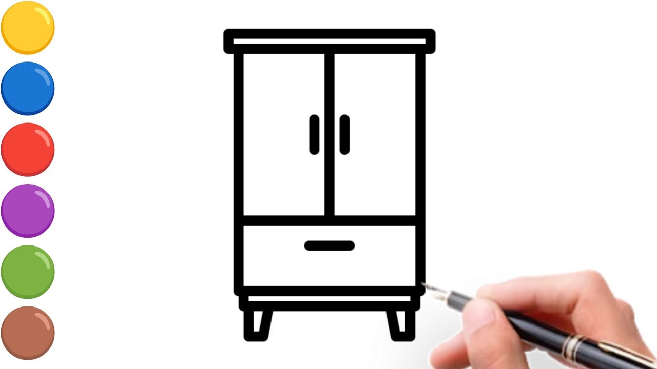 Almirah drawing | how to draw almirah drawing for kids | easy drawing ...