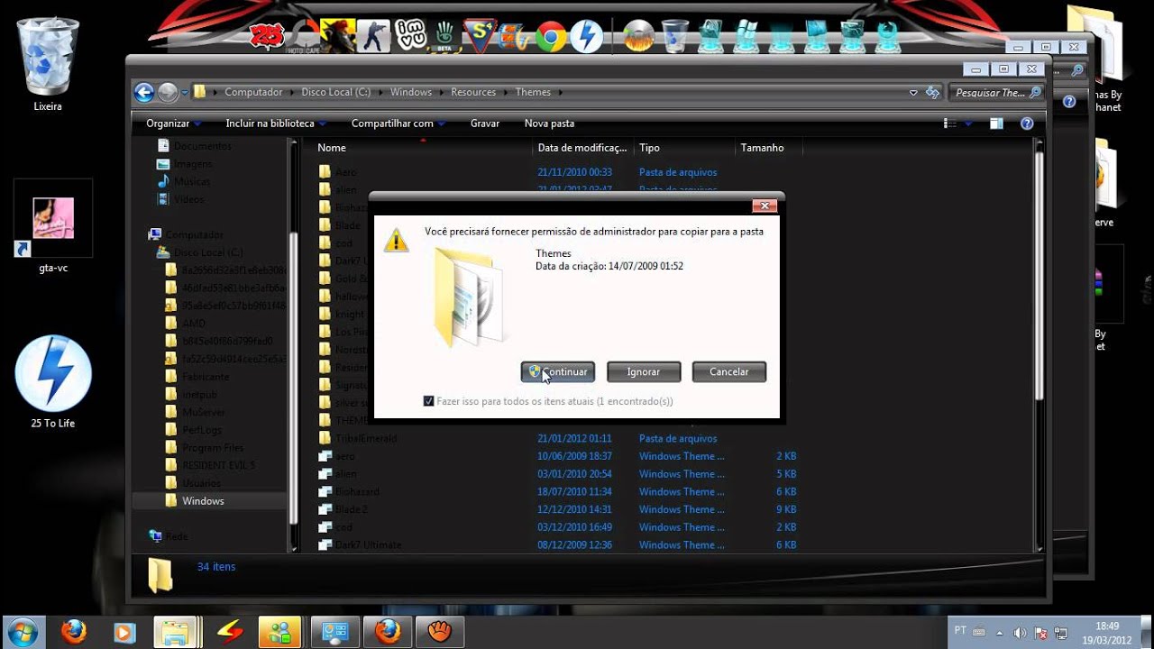 Como baixa e colocar tema no windows 7 + theme universal theme patch 32Bist e 64Bist - YouTube