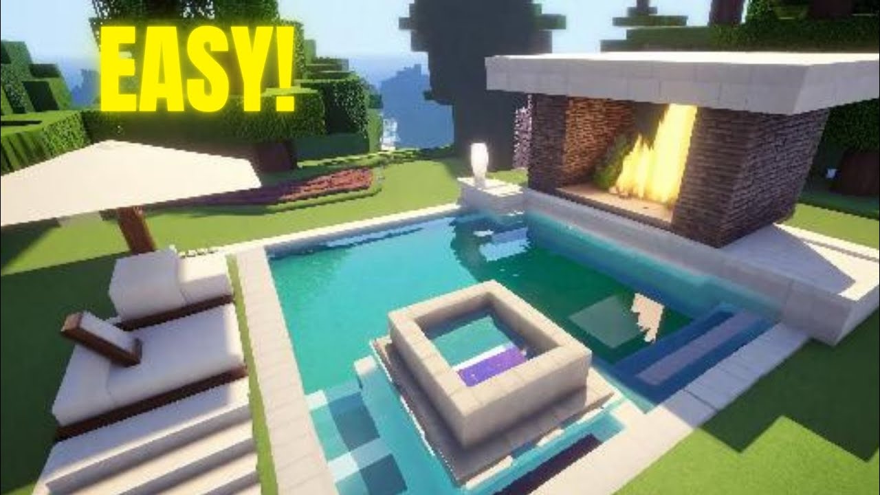 Minecraft Easy Swimming Pool Tutorial 👨‍🏫📓 - YouTube