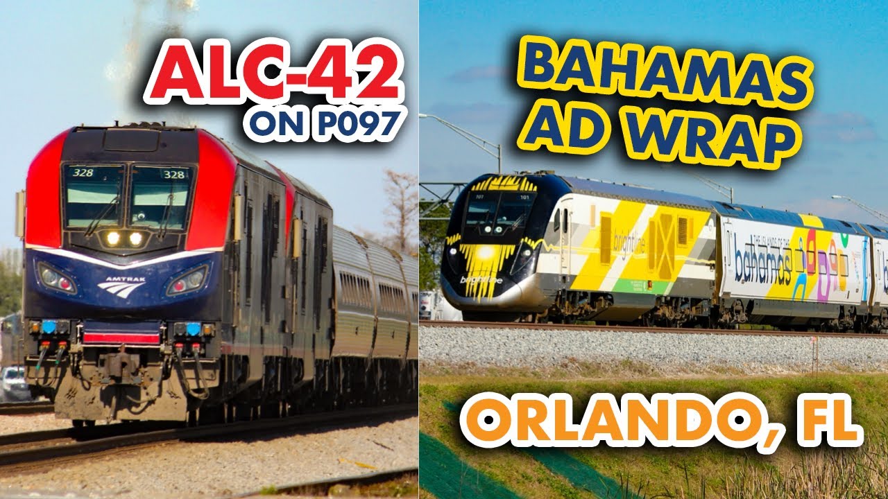 Amtrak ALC-42, Amfleet I Cafe Car & Brightline Bahamas Ad Wrap Train in ...