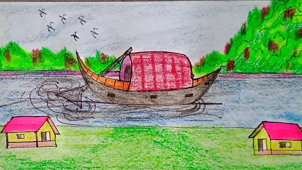 Easy way to draw boat | নৌকা আঁকা | কিভাবে নৌকা আঁকতে হয় | draw a ...