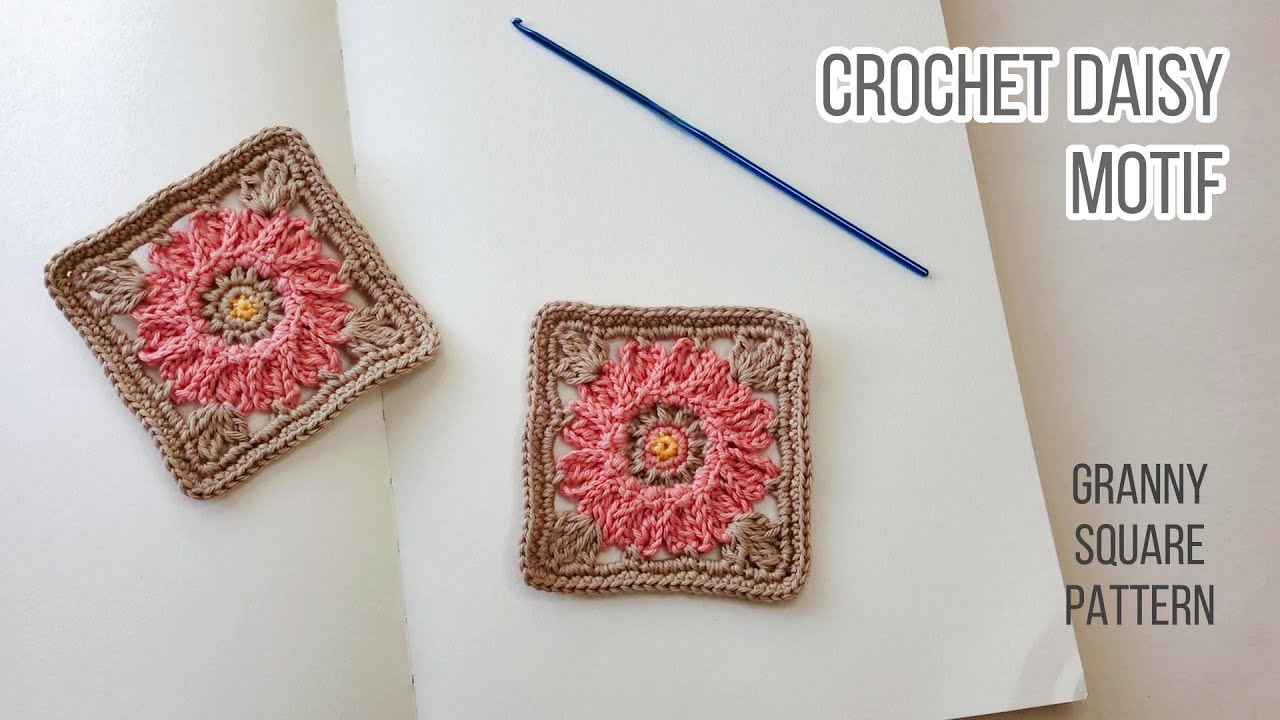 Crochet Daisy Square Motif | Daisy Flower | Granny Square Pattern | Tutorial - YouTube