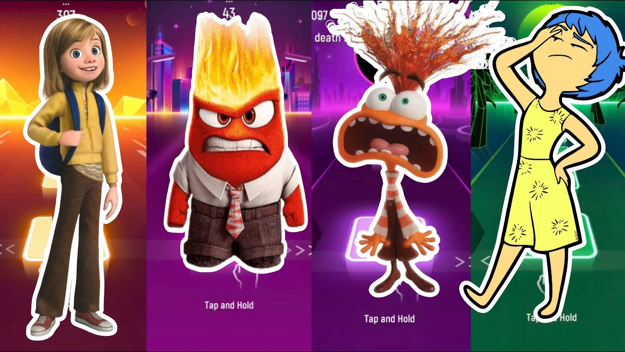 Inside Out characters Riley Andersen VS Anger VS Anxiety VS Joy - YouTube