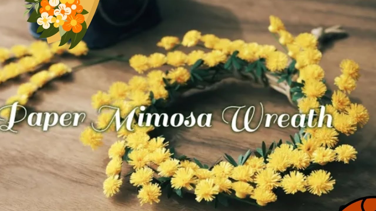 How to make paper mimosa wreath/ Paper craft - YouTube